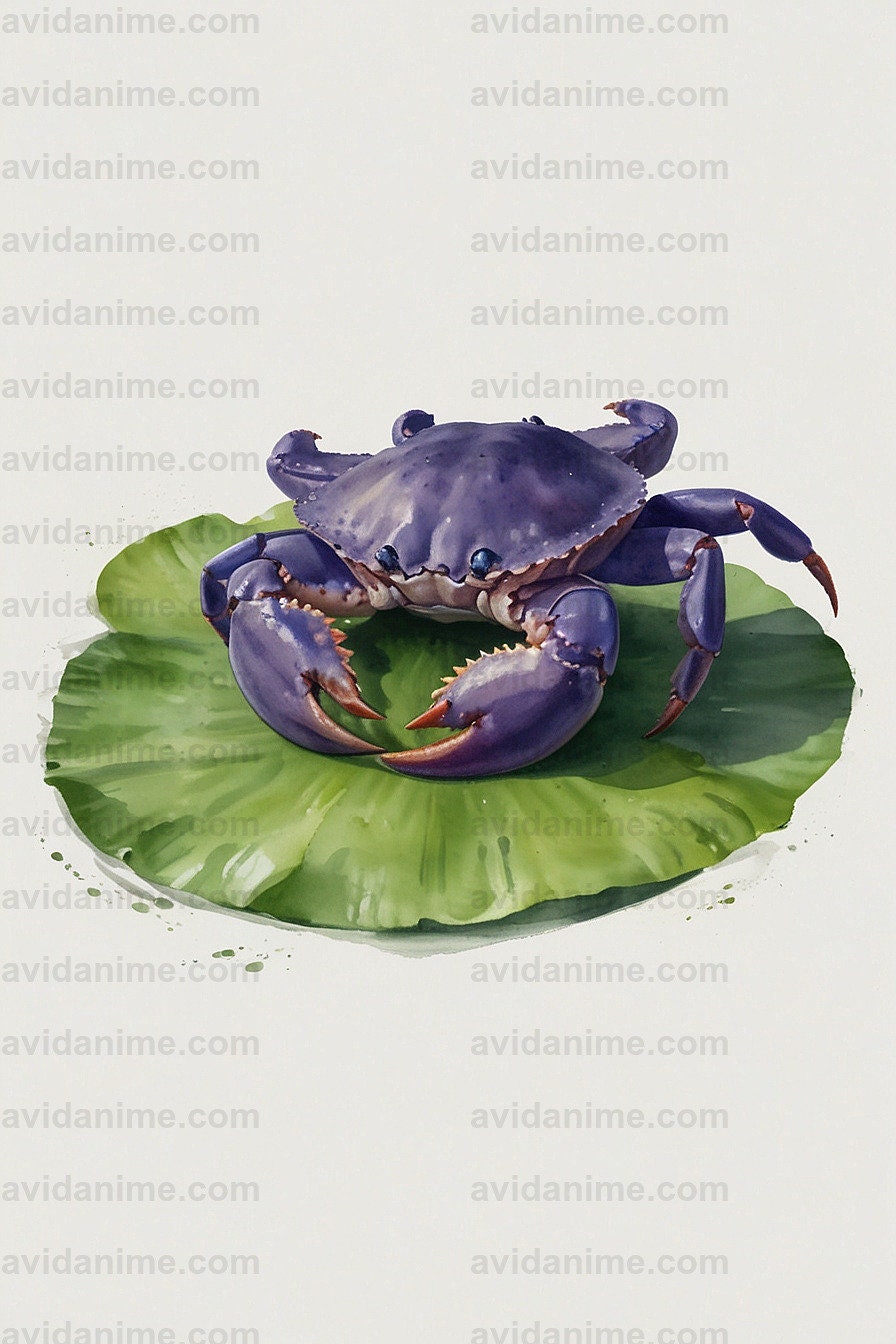 5 Purple Crab Pack 3D Watercolor Instant Download, Digital Image, Paper ...