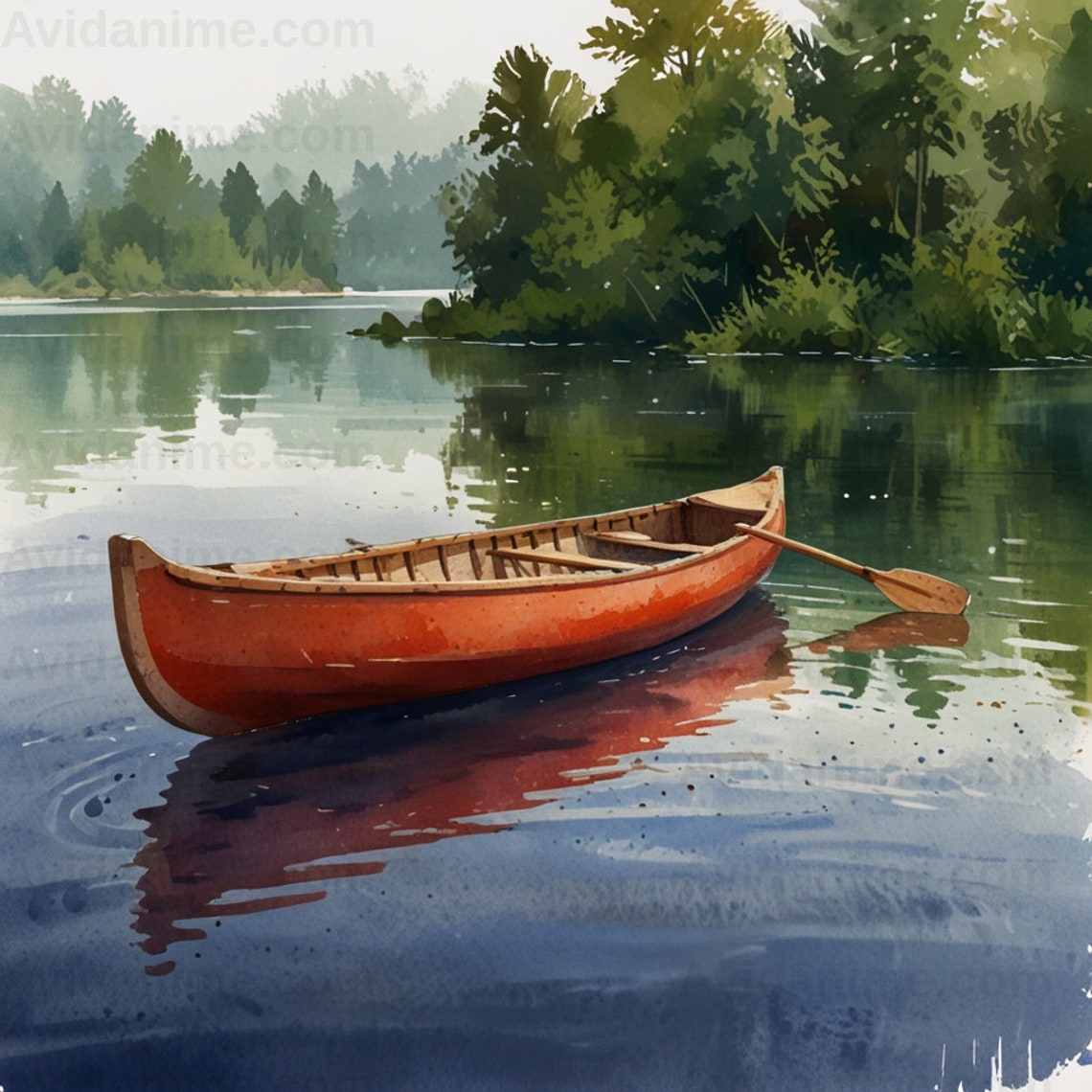 5 Canoe Pack - 3D Watercolor - HD, Instant Download, Digital Image ...