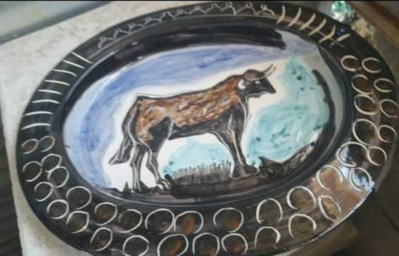 Pablo Picasso Ceramic Bull Plate (1881-1973) - Etsy