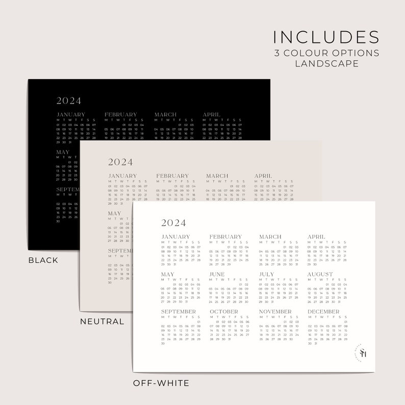 2024 Minimalist A4 Yearly Calendar, Year at a Glance, Year Overview ...