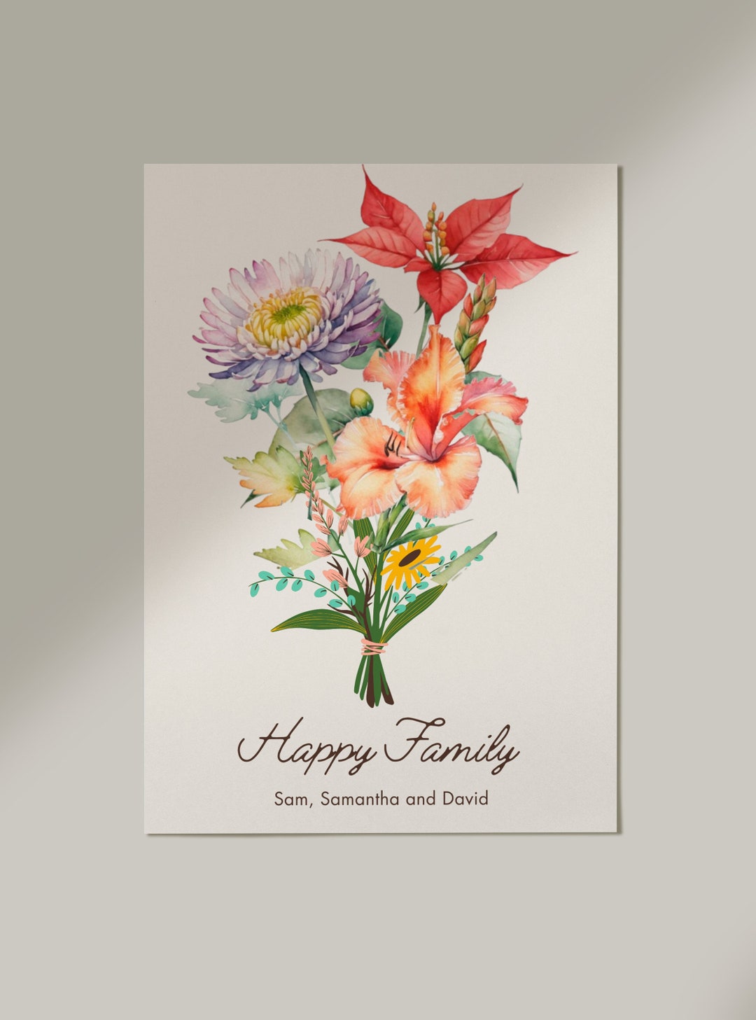 Digital Custom Family Birth Flowers Bouquet Personalized Gift Flower of ...