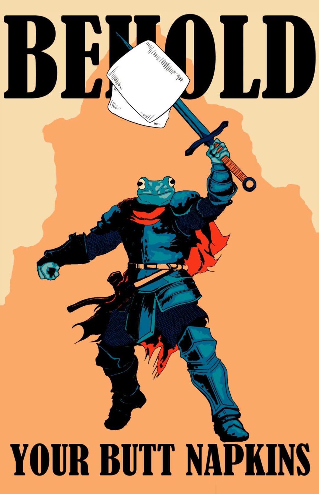 Funny Frog Knight Poster, Fantasy Bathroom Art, Gag Gift for Gamers ...