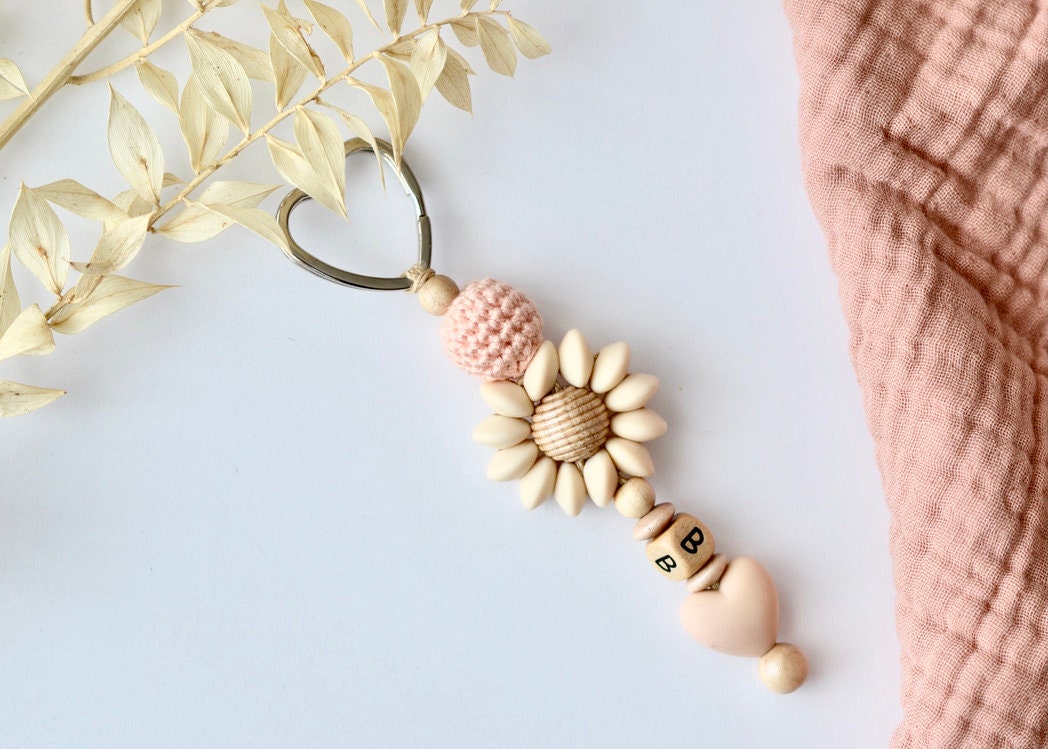 Keychain, Different Colors Possible, Keychain Made of Wood and Silicone ...