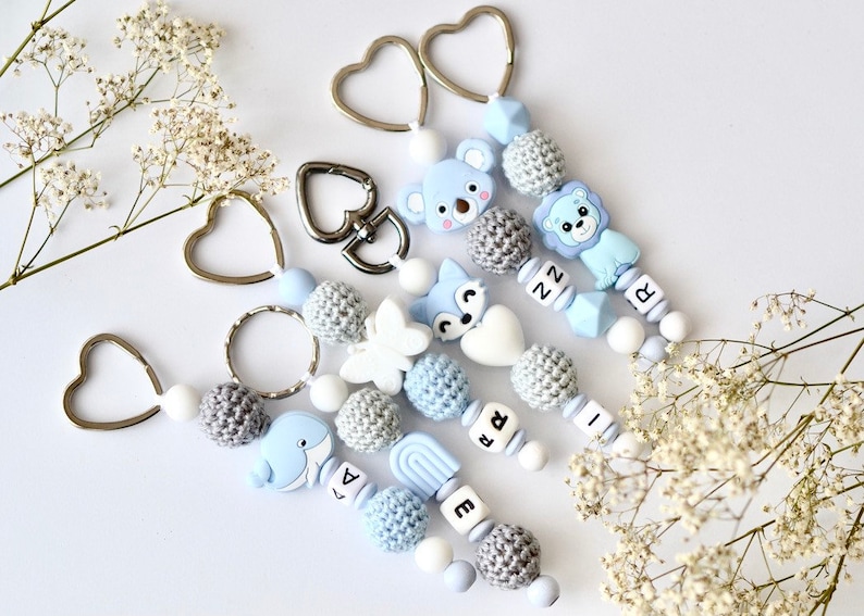 Keychain, Different Colors Possible, Keychain Made of Wood and Silicone ...