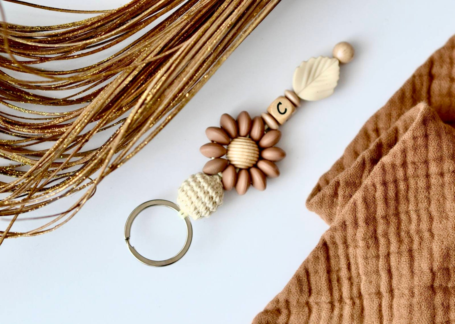 Keychain, Different Colors Possible, Keychain Made of Wood and Silicone ...