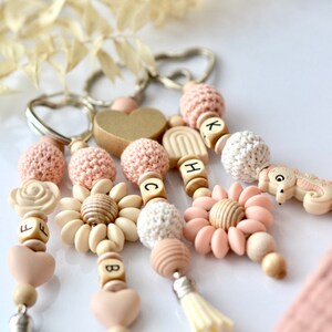 Keychain, Different Colors Possible, Keychain Made of Wood and Silicone ...