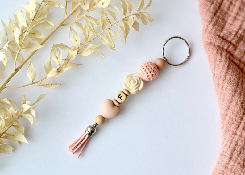 Keychain, Different Colors Possible, Keychain Made of Wood and Silicone ...