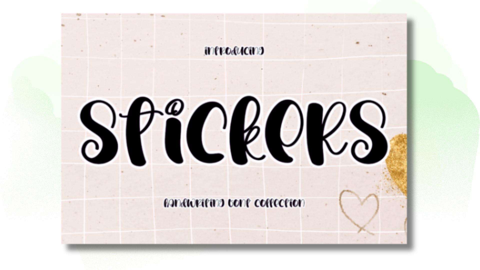Stickers Font, Display Font, Calligraphy Font, Handwritten Font, Retro ...