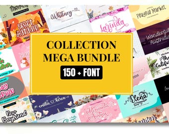 Big Font Bundle, Wedding Font, Cricut Font, Procreate Font, Commercial ...
