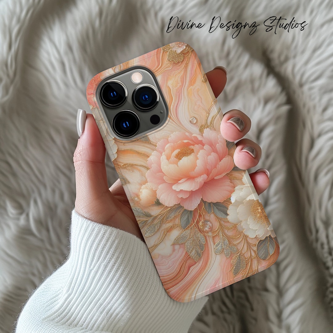 Peonies Peach Colors Flower Abstract Phone Case , Flower Phone Case ...