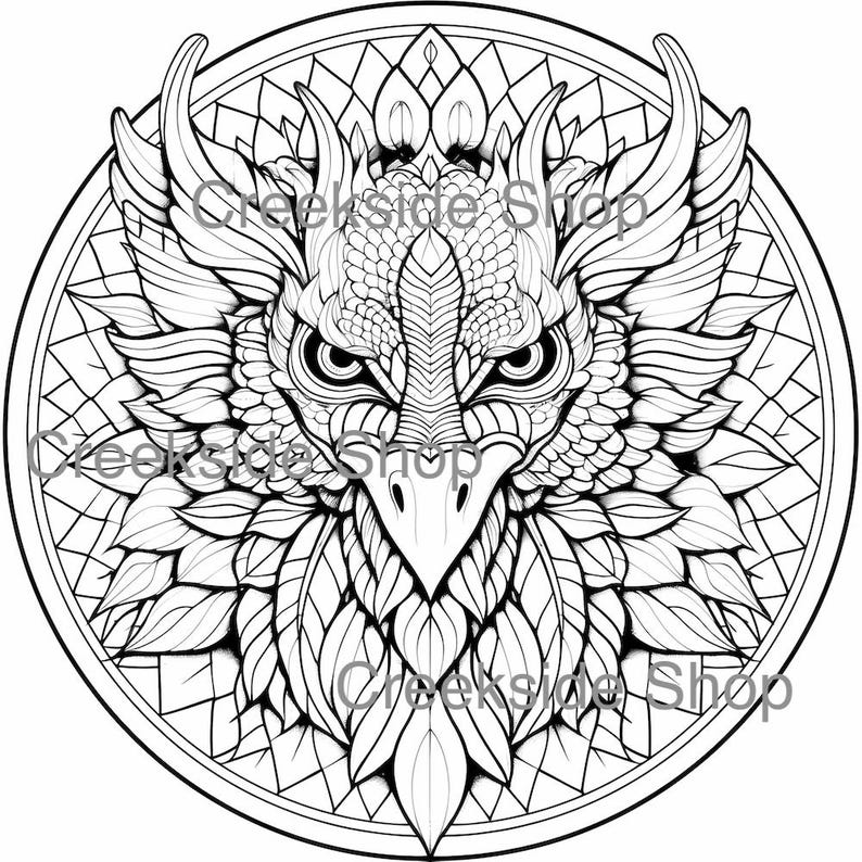 Mythical Creatures Coloring Pages, Griffins, Phoenix, Loch Ness ...