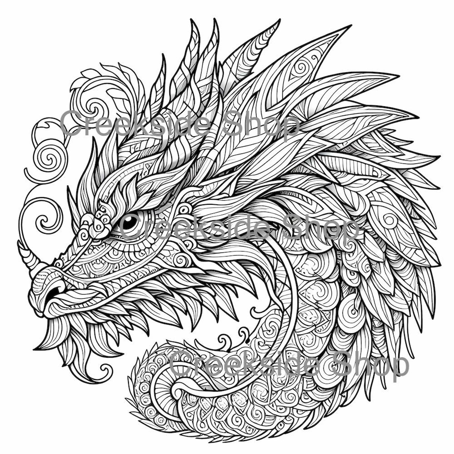 Mythical Creatures Coloring Pages, Griffins, Phoenix, Loch Ness ...