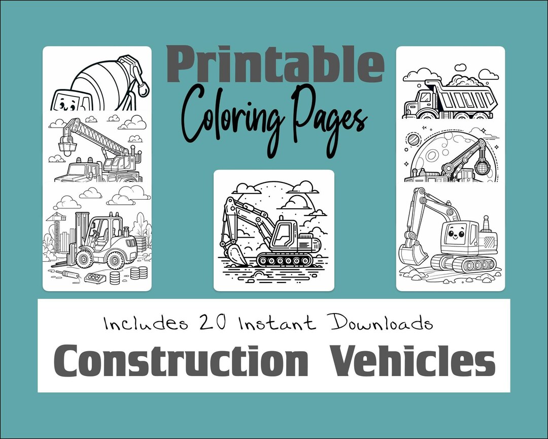 Construction Vehicle Coloring Pages, Excavator, Cement Truck, Dump ...