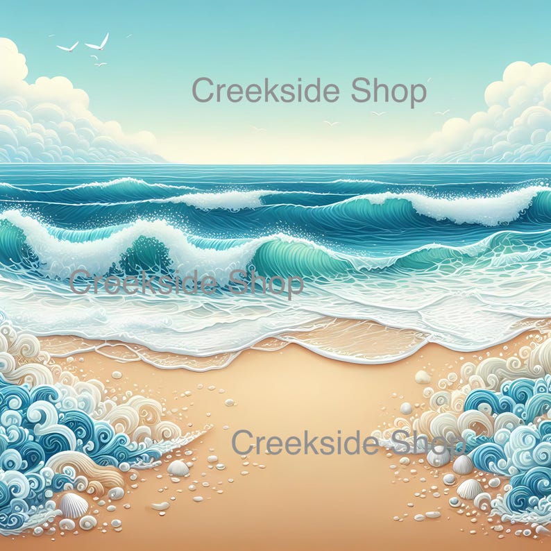Beaches and Waves Craft Paper, Printable, Scrapbook and Junk Journal ...