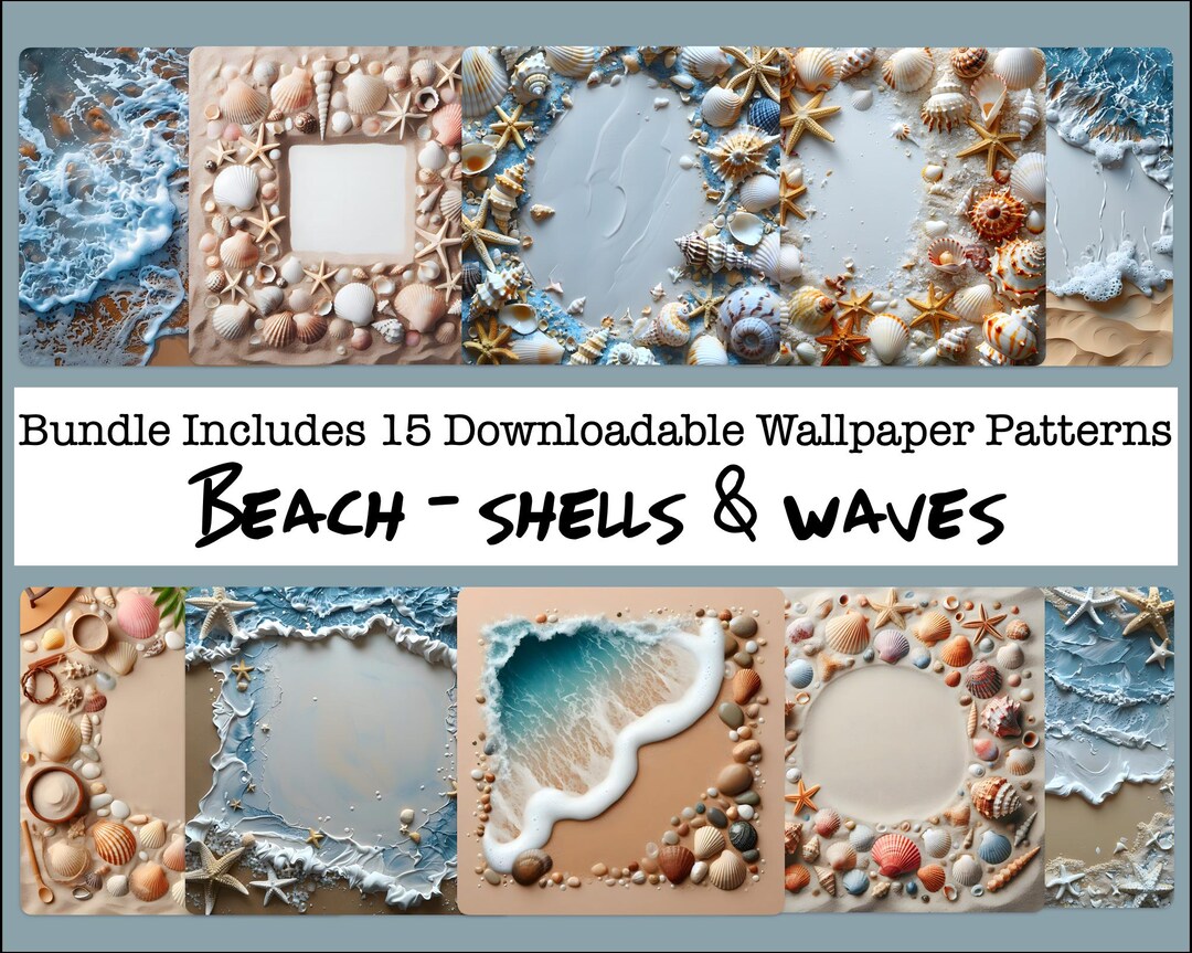 Beach Scrapbook Paper, Waves, Shells, Sandy Beach, Card Making, Junk ...