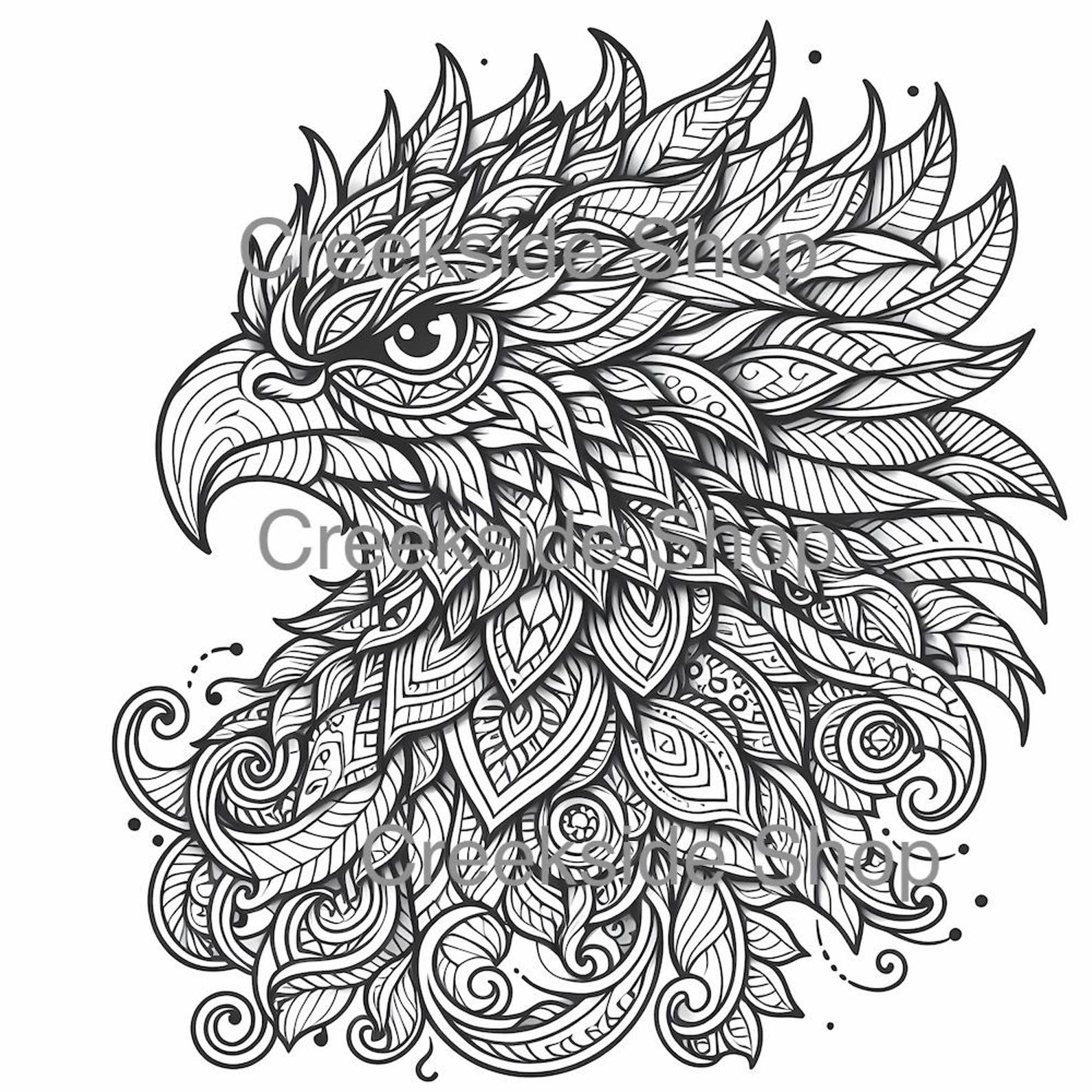 Mythical Creatures Coloring Pages, Griffins, Phoenix, Loch Ness ...