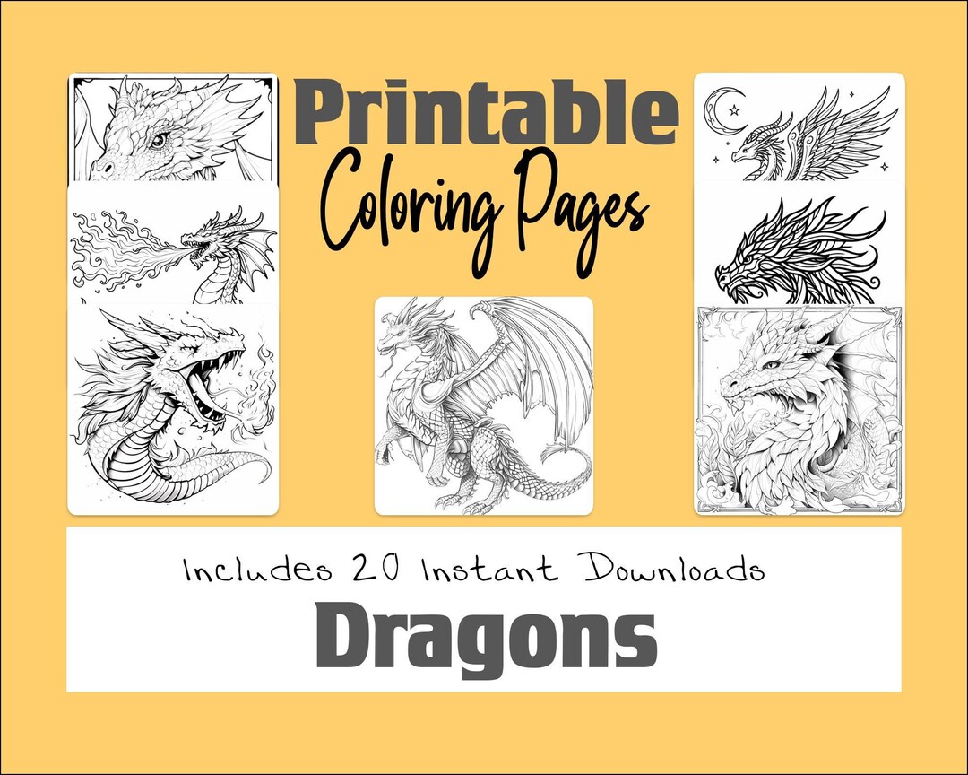 Dragon Coloring Pages, Printable, Mystical, Fire Breathing, Adult and ...