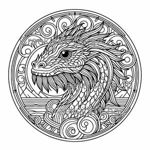 Mythical Creatures Coloring Pages, Griffins, Phoenix, Loch Ness ...