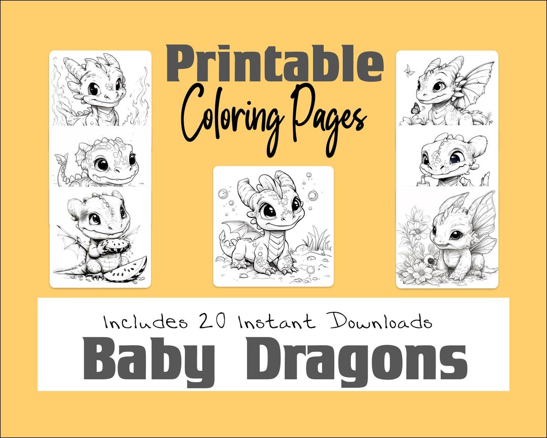 Baby Dragon Coloring Pages, Kid or Adult Color Page, Clipart, Printable ...
