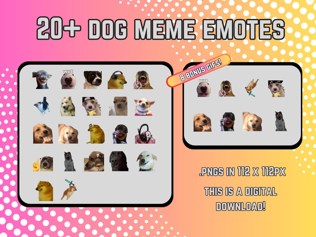 30 Funny Dog Meme Emote Pack for Twitch | Discord Emotes | Funny Meme ...