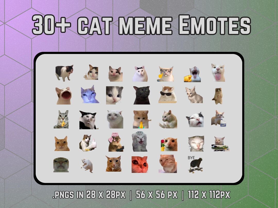30 Funny Cat Meme Emote Pack for Twitch | Discord Emotes | Funny Meme ...