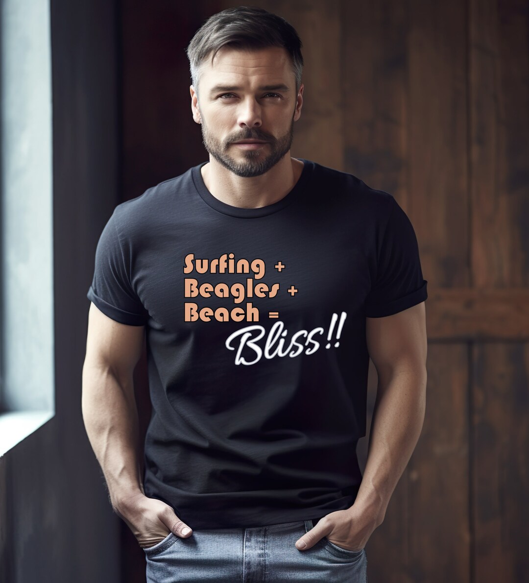 Surfing Beagles Beach Dark Shirt Funny Beagle T-shirt, Beach Tee, G Ift ...