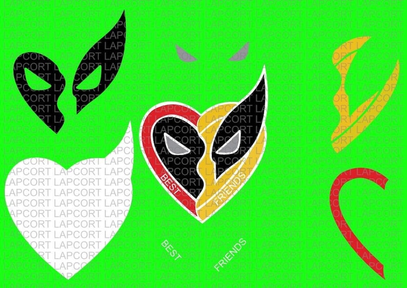 Vector SVG Heart Necklace Deadpool & Wolverine Multilayer - Etsy