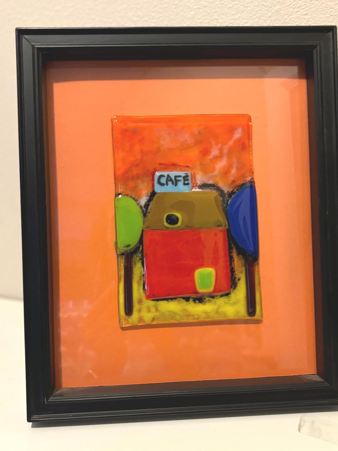 European Cafe in Country in Fused Glass. in a Impressionist Style ...