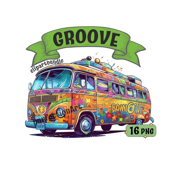 Hippie Van Clipart - Etsy