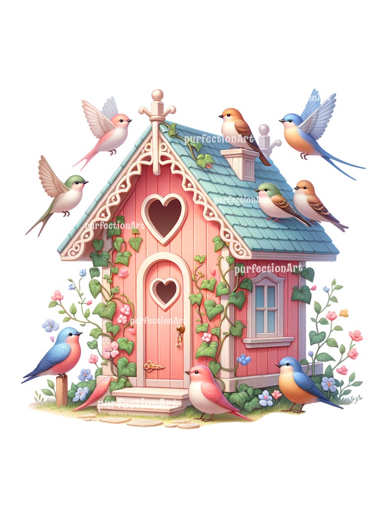 Bird Houses Clipart Bundle: 12 Cute Different Themed Birdhouse PNG ...