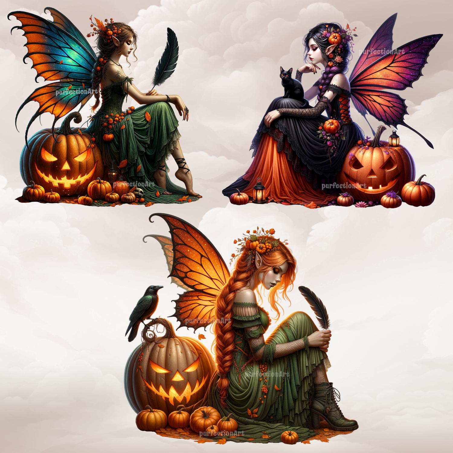 Halloween Fairies Clipart Bundle – 10 Halloween Themed Fairy ...