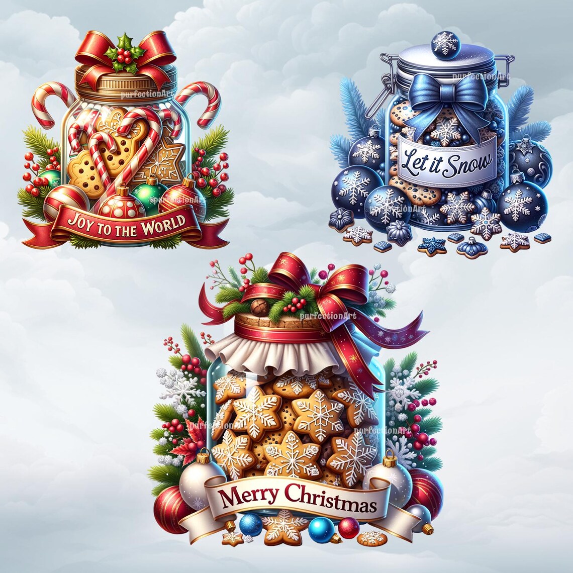 Xmas Cookie Jars Clipart Bundle, 17 Christmas Themed Festive Cookie ...