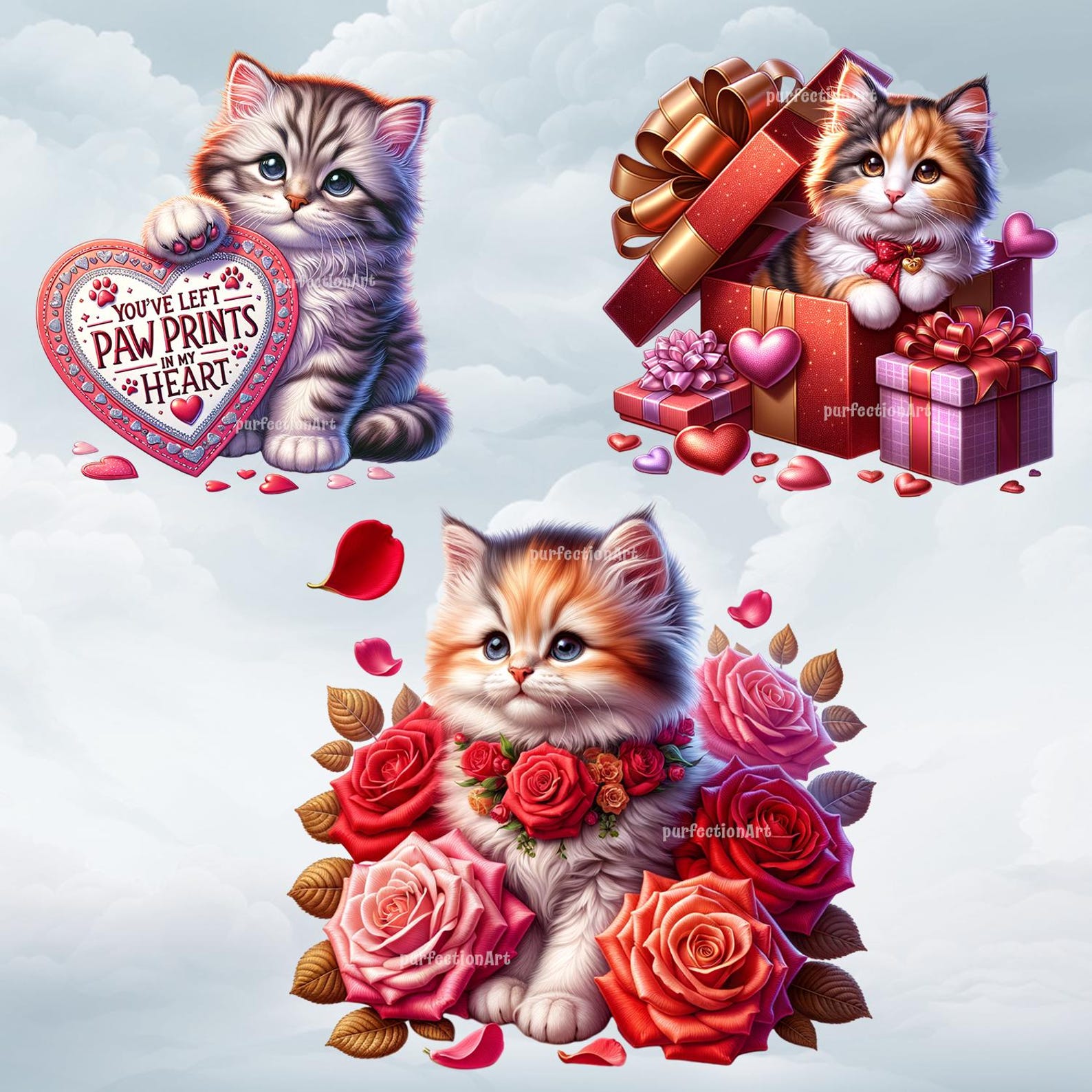 Valentine Cats Clipart Bundle - 18 Adorable Valentine's Day-themed ...