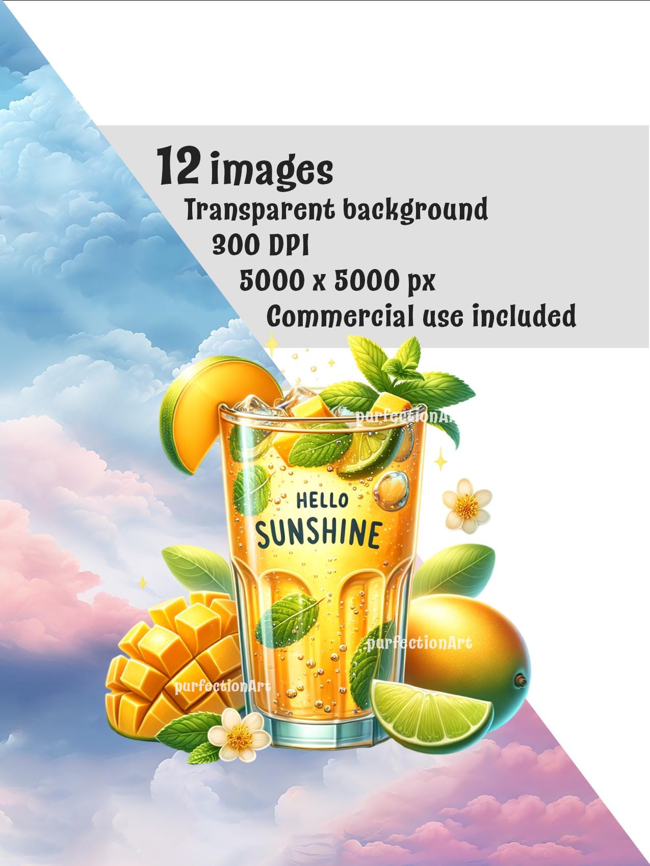 Summer Drinks Clipart Bundle: 12 Fruity and Refreshing Summer Themed ...