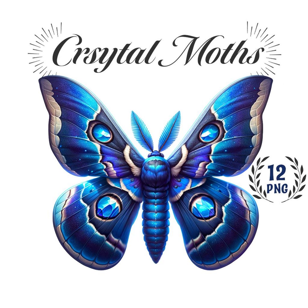 Crystal Moths Clipart Bundle, 12 Beautiful Crystal Themed Moth PNG ...