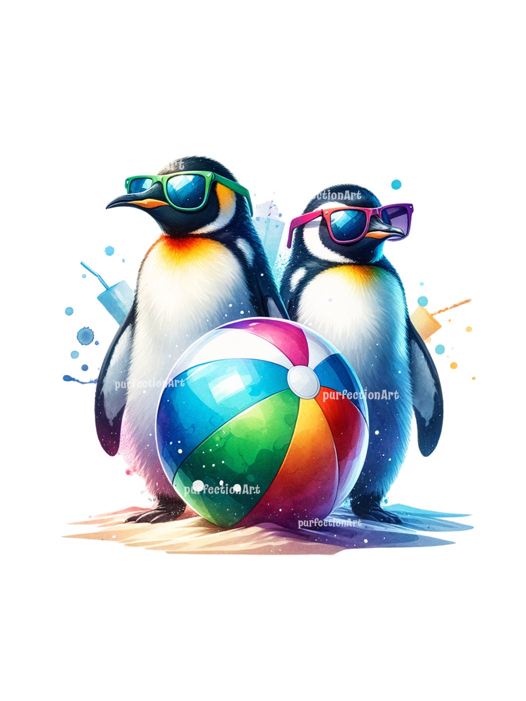 Beach Penguins Clipart Bundle, 10 Funny and Cool Beach Themed Penguins ...