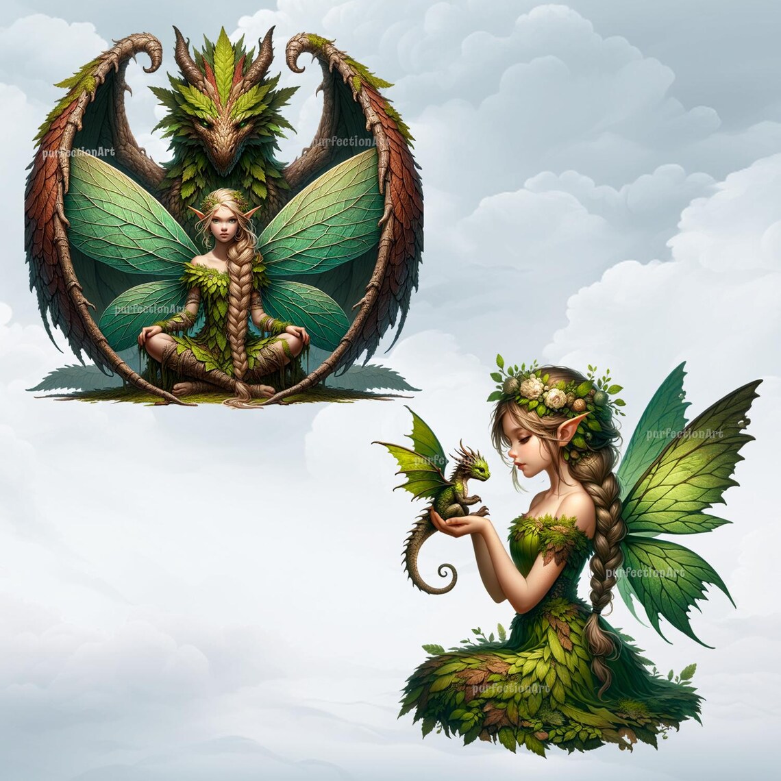 Earth Dragon Fairies Clipart Bundle – 10 Nature Themed Fairies With ...