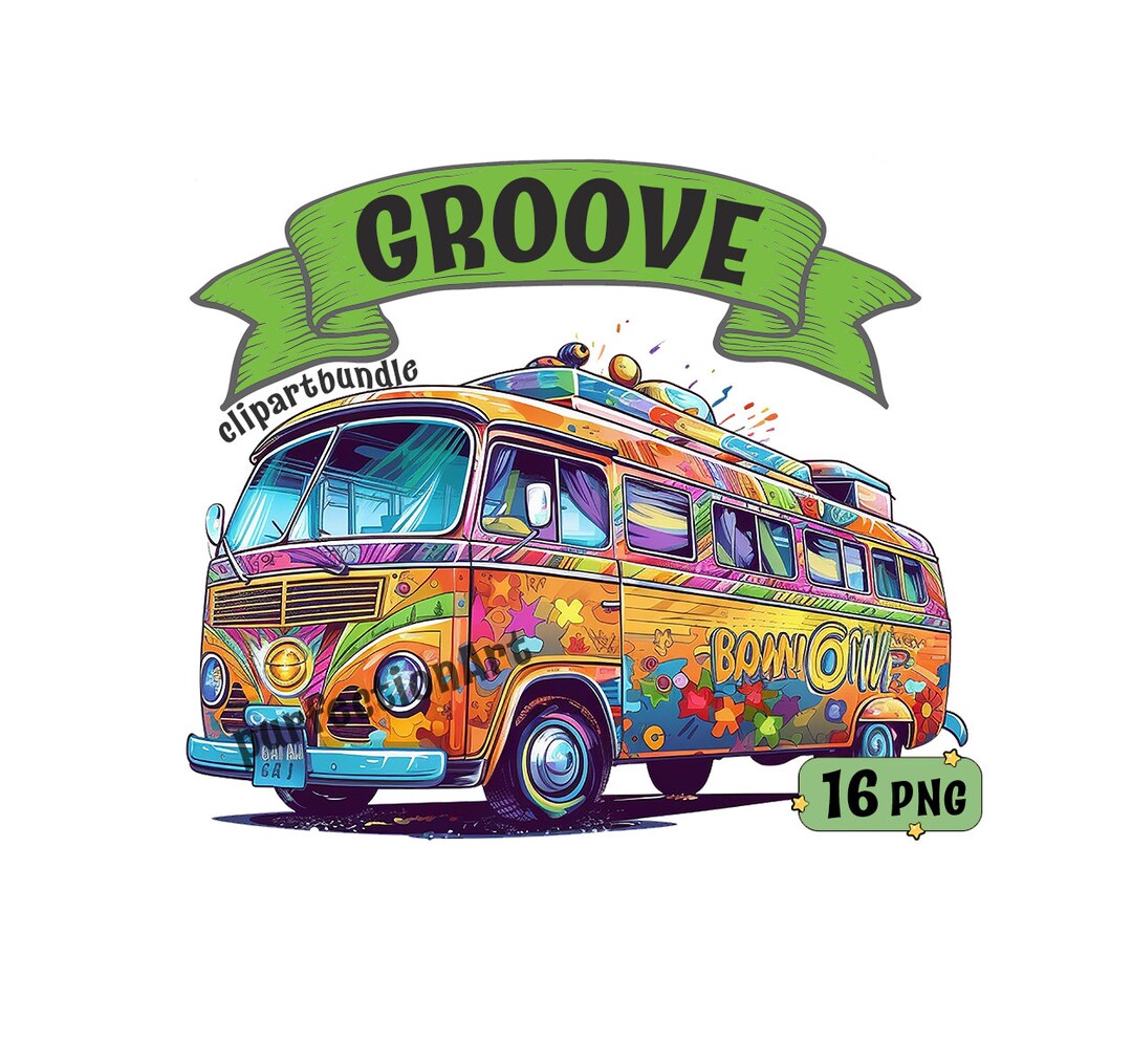 Groove Clipart Bundle, 16 Groovy PNG Images With Transparent Background ...