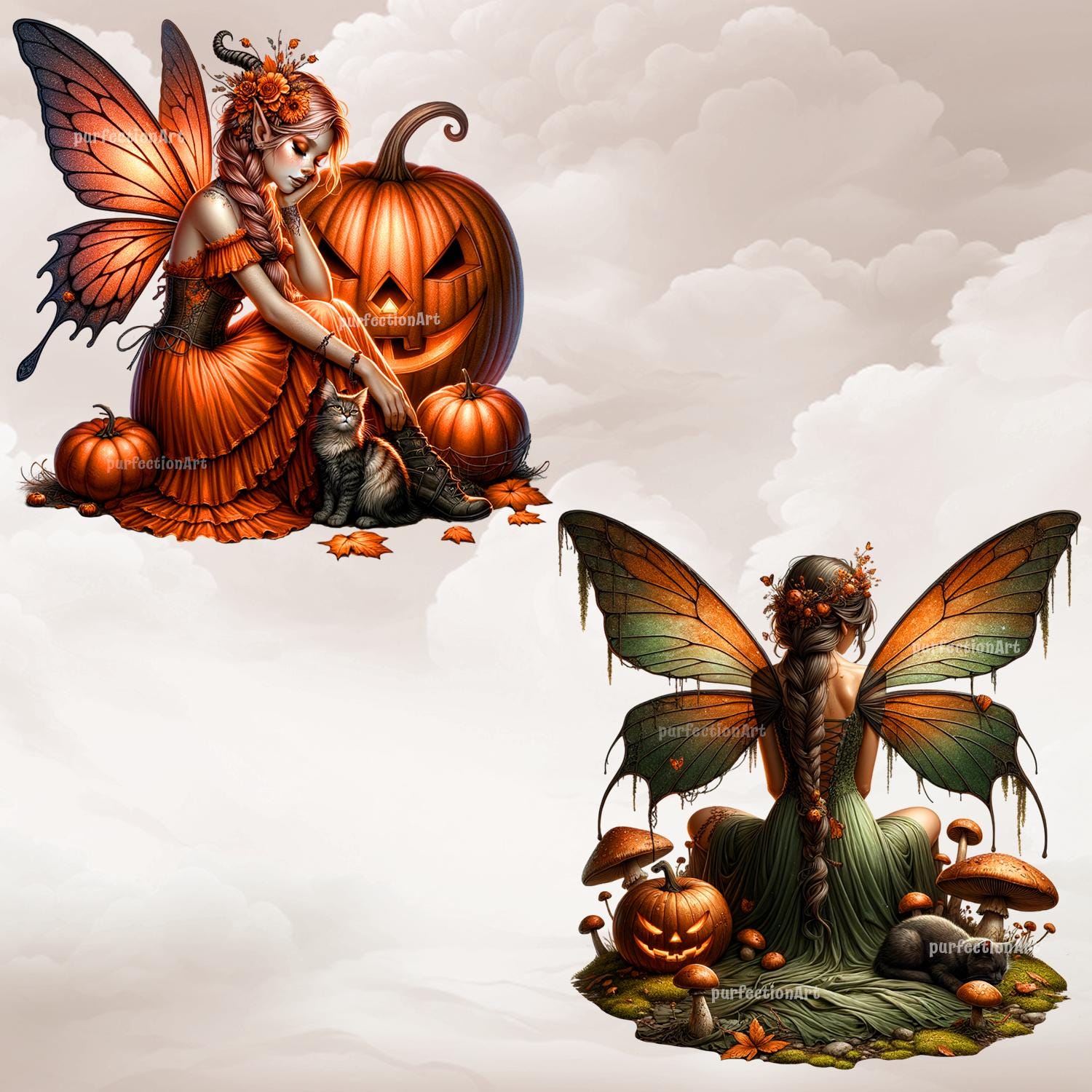 Halloween Fairies Clipart Bundle – 10 Halloween Themed Fairy ...