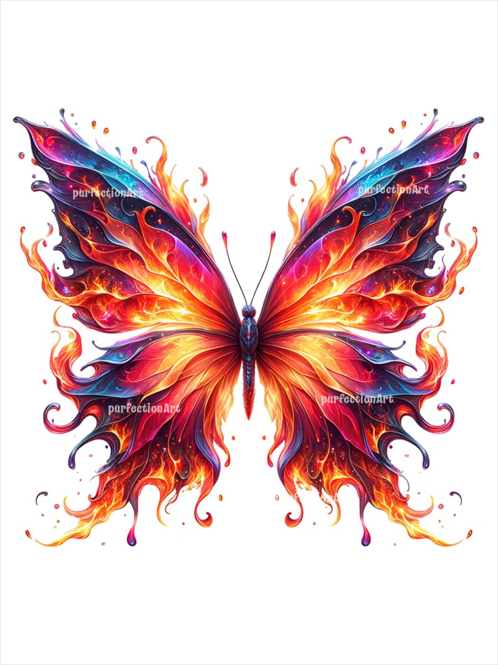 Fire Butterflies Clipart Bundle, 10 Beautiful Fire Themed Butterfly PNG ...