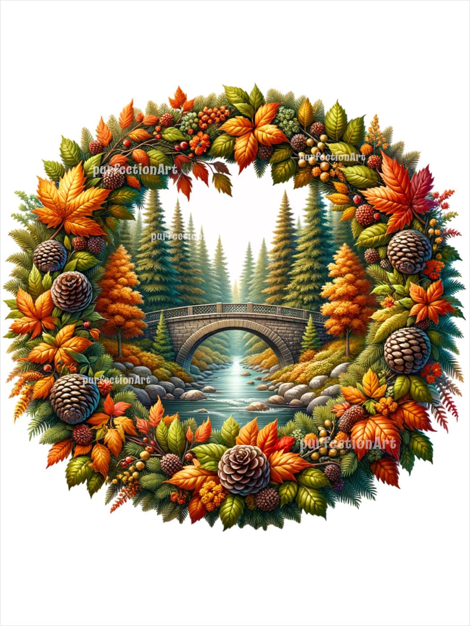 Fall Wreaths Clipart Bundle, 12 Beautiful and Cozy Fall Themed Wreath ...