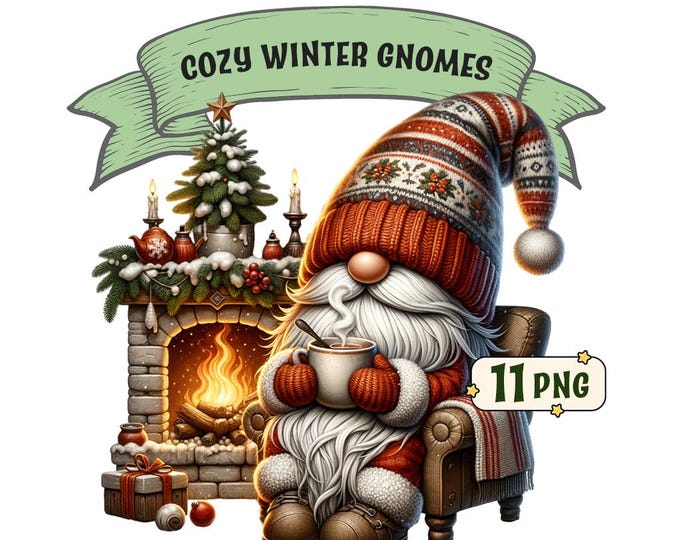 Cute Winter Gnomes Clipart Bundle, Watercolor Images, Adorable High ...