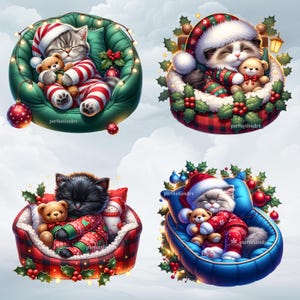 Cozy Winter Cats Clipart Bundle: 10 Adorable Sleepy Winter and ...