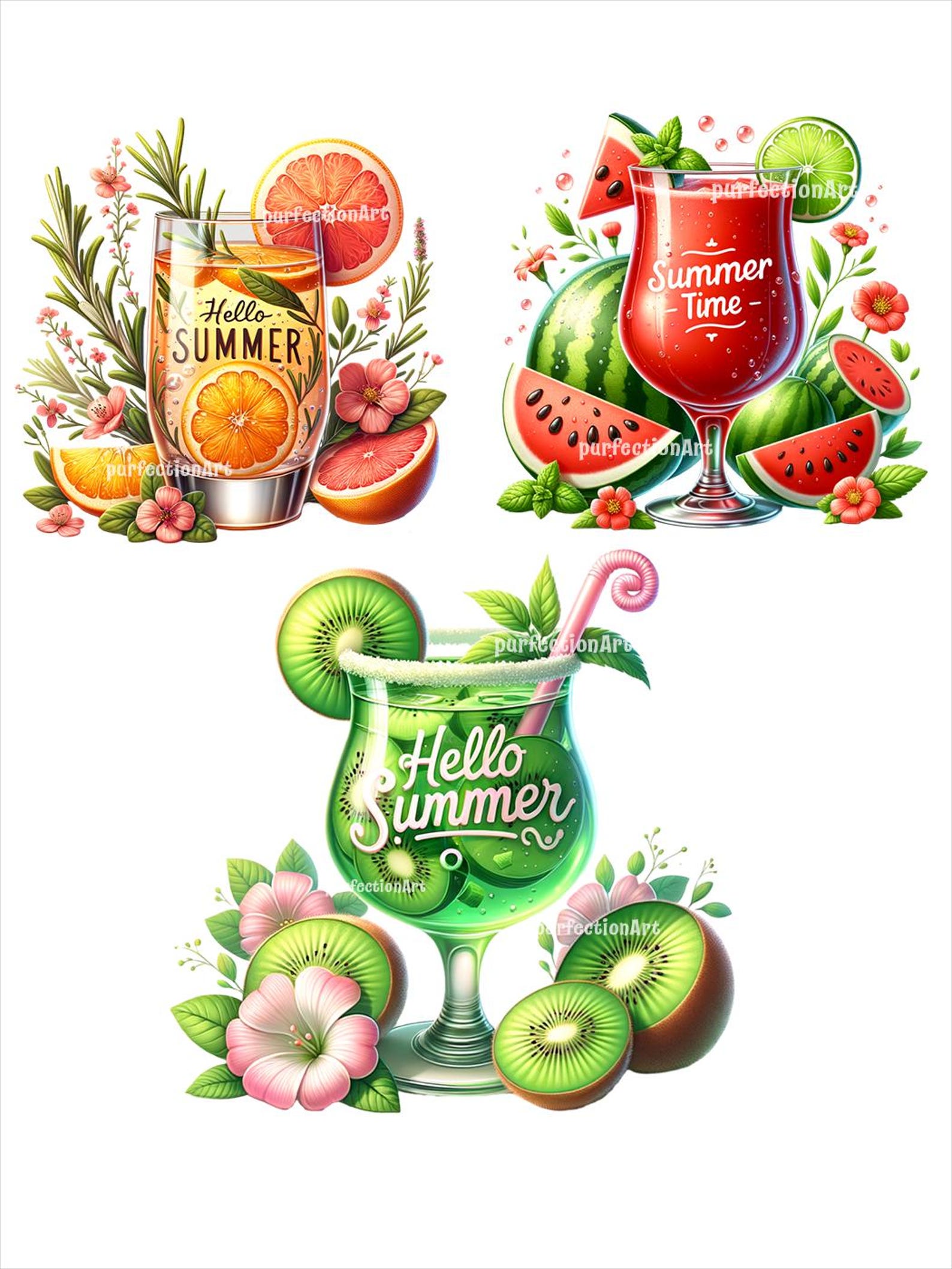 Summer Drinks Clipart Bundle: 12 Fruity and Refreshing Summer Themed ...