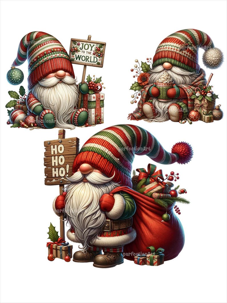 Christmas Gnomes Clipart Bundle, 11 Festive and Whimsical Christmas ...