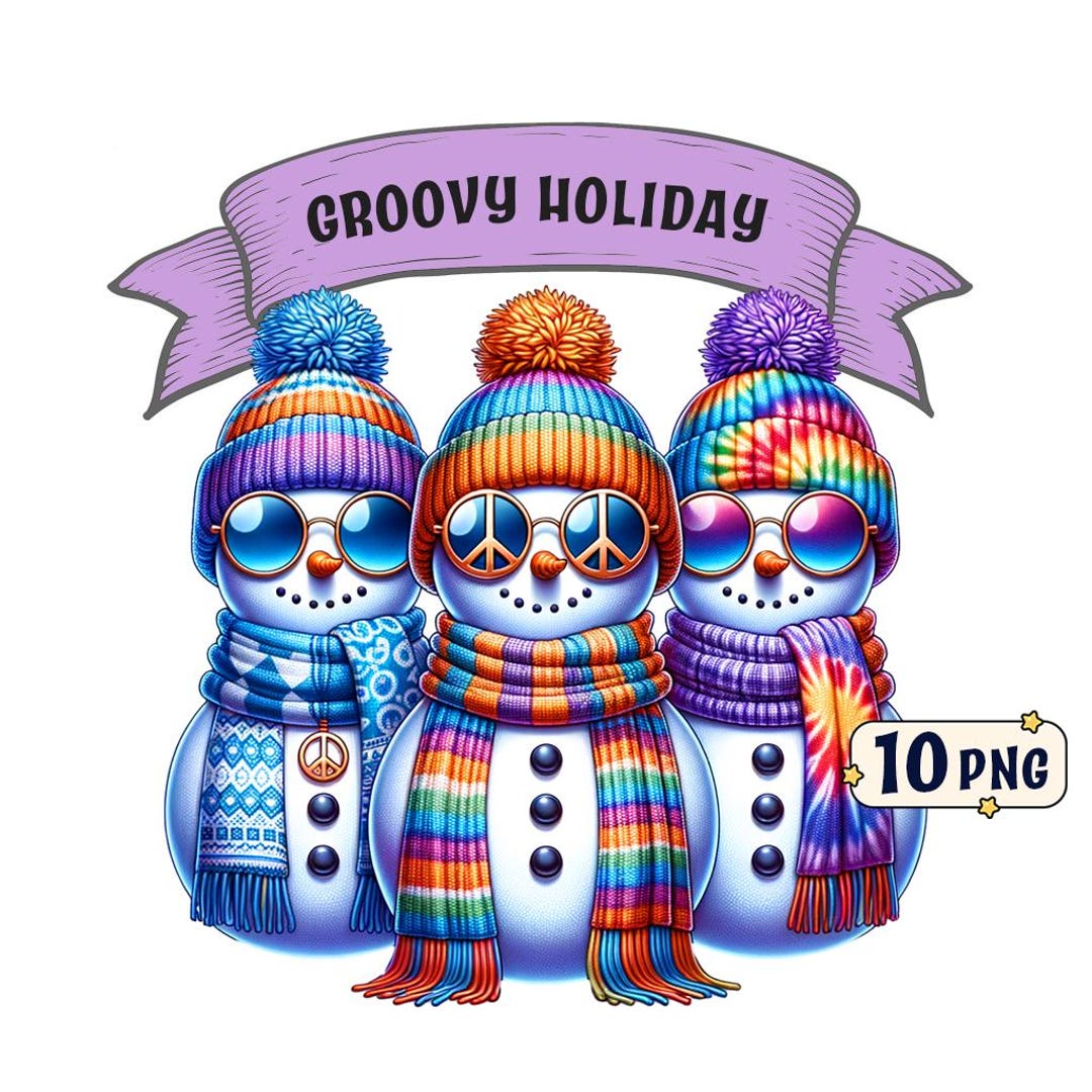 Groovy Holiday Clipart Bundle: 10 Festive Christmas-holiday Themed ...
