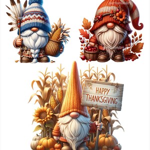 Thanksgiving Gnomes Clipart Bundle, 11 Cute Thanksgiving Themed Gnomes ...