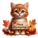 Catsgiving Clipart Bundle: 20 Beautiful Thanksgiving-themed Cat PNG ...