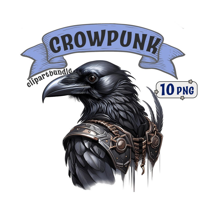 Steampunk Crows Clipart Bundle, 10 Steampunk Themed Crow PNG Images ...
