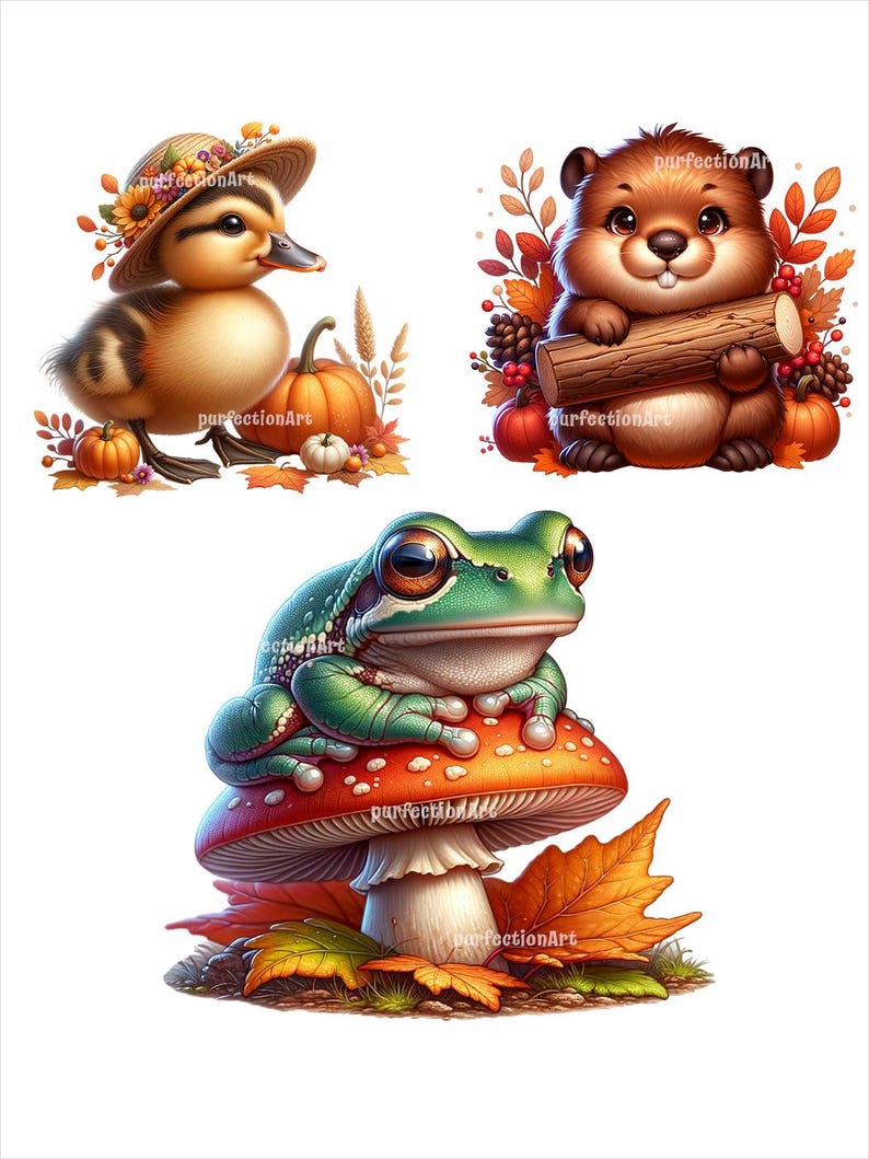 Fall Animals Clipart Bundle – 12 Cute Autumn Animals Including Fox ...